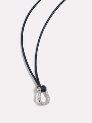 BY PARIAH Fortuna Leather Necklace | White Diamond