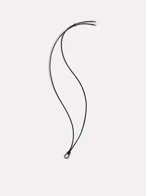 BY PARIAH Fortuna Leather Necklace | Diamond & Rhodium - Black