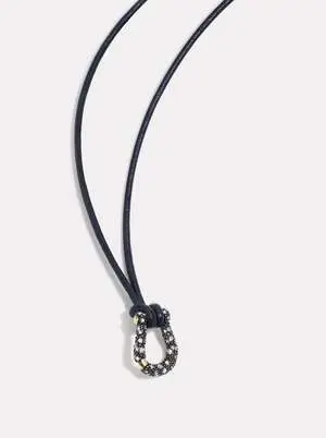 BY PARIAH Fortuna Leather Necklace | Diamond & Rhodium