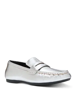 Fitflop Delicato Crinkle Metallic Leather Loafers - Silver