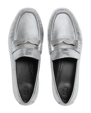 Fitflop Delicato Crinkle Metallic Leather Loafers