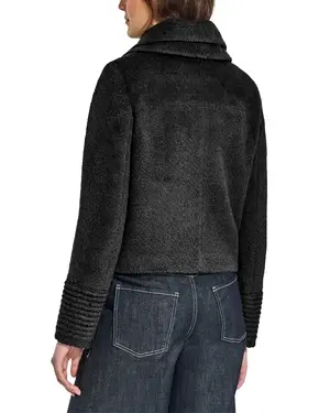 Sentaler Boucle Knit Double Collar Moto Jacket