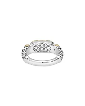 Lagos 18k Yellow Gold & Sterling Caviar Lux Diamond Clip Ring, 0.2 Tcw