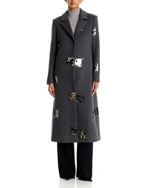 MILLY Wanda Sequin Embellished Coat