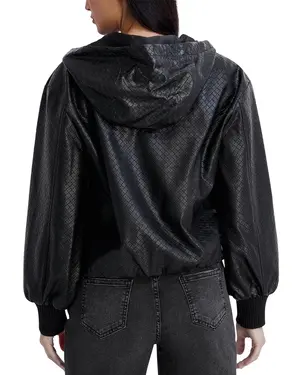 KENNETH COLE Hooded Faux Leather Blouson Jacket