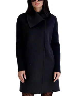 KENNETH COLE Envelope Collar Double Face Coat Black