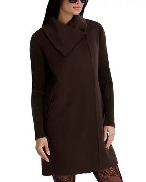 KENNETH COLE Envelope Collar Double Face Coat - Chocolate