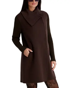 KENNETH COLE Envelope Collar Double Face Coat - Chocolate