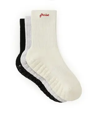 FRAISE Script Set Grip Socks, Pack Of 3 - Multi