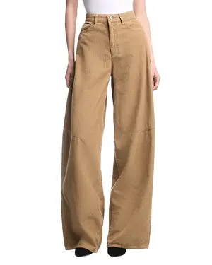 Emporio Armani Cotton Corduroy Wide Leg Pants - Biscuit
