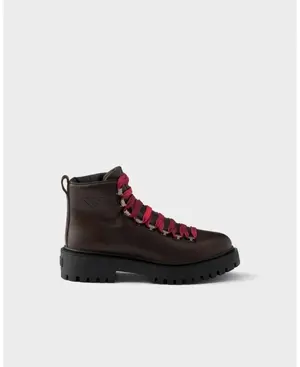 Prada Leather Lace-up Booties