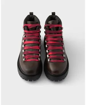 Prada Leather Lace-up Booties
