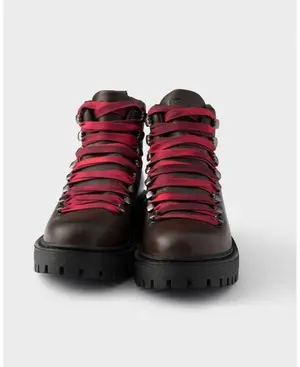 Prada Leather Lace-up Booties