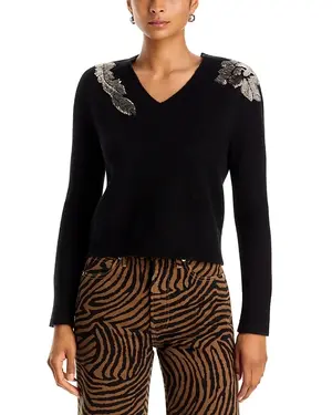 Veronica Beard Saelith Embellished Sweater - Black