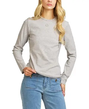 ELLE COLLECTION Elle Embroidered Long Sleeve Shirt Gris Grey