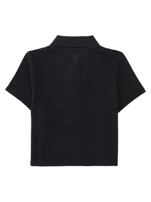 Saint Laurent Polo Corta Cassandre In Piqué Di Cotone