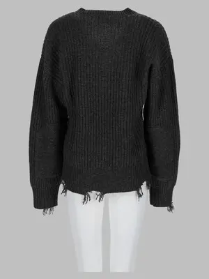 AMISH SUPPLIES Pullover Distressed Con Scollo A V