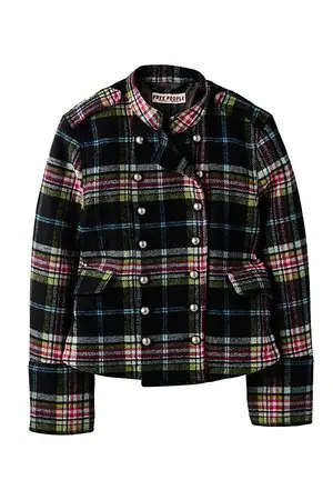 Free People Lotty Soko Plaid Band Jacket