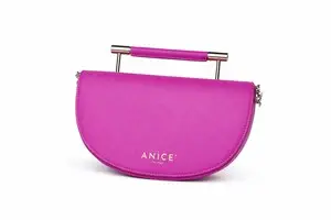 ANICE’ BY ANGEL Shakur Half Moon Metal Top-handle In Fuschia - Pink