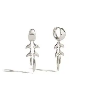 STONE FRUIT Fishbone Hoops - Silver