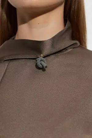 Fabiana Filippi Satin Top With Decorative Pin