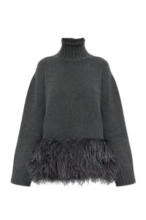Fabiana Filippi Wool Turtleneck With Ostrich Feathers