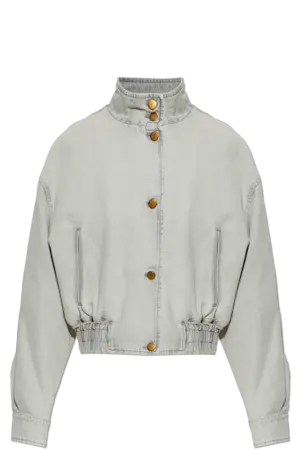 JIL SANDER Insulated Light Gray Denim Jacket With High Stand Collar - Grey