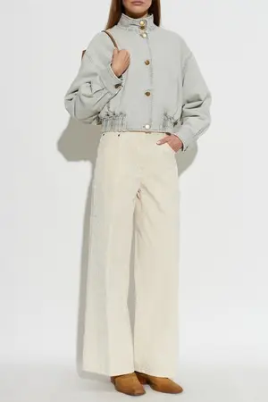 JIL SANDER Insulated Light Gray Denim Jacket With High Stand Collar - Grey