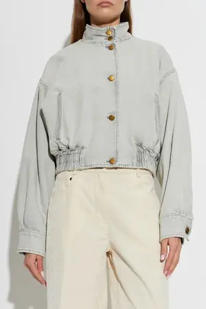 JIL SANDER Insulated Light Gray Denim Jacket With High Stand Collar - Grey