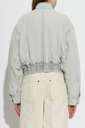 JIL SANDER Insulated Light Gray Denim Jacket With High Stand Collar - Grey