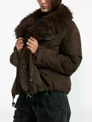 VALENTINI Faux-fur Trim Zip-up Jacket