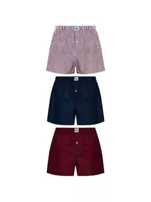Lacoste Striped Cotton Boxer Shorts - Red