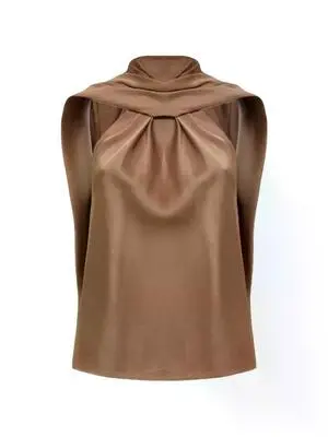 Simkhai Scarlett Satin Cape Top - Brown
