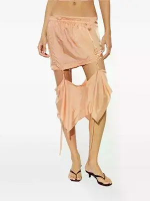 KNWLS Beth Layered-panel Asymmetric Skirt - Orange