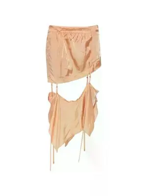 KNWLS Beth Layered-panel Asymmetric Skirt - Orange