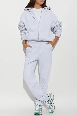 Sporty & Rich The Essentials Light Gray Zip-up Hoodie By