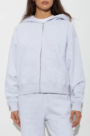 Sporty & Rich The Essentials Light Gray Zip-up Hoodie By