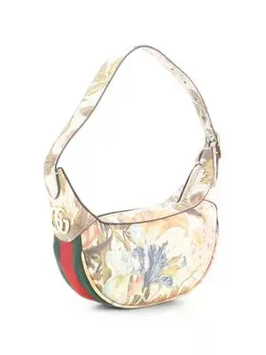 Gucci Ophidia Half Moon Bag Water Flora Gg Coated Canvas Mini Hobo Bag