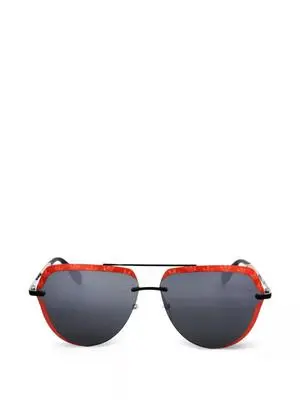 Adidas Logo-print Pilot-frame Sunglasses - Black