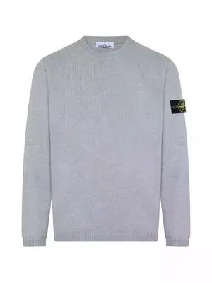 Stone Island Compass-patch Crew-neck Sweater - Grey