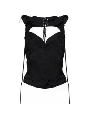 KNWLS Beth Lace-up Top - Black