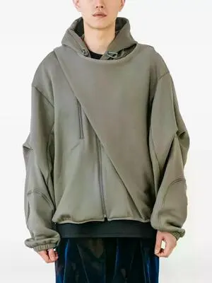 YOSHIOKUBO Sash Layered-design Hoodie - Grey