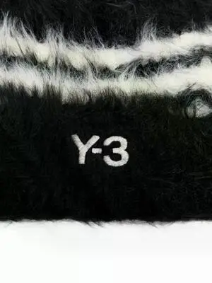 Y3 Striped Fuzzy Beanie Hat
