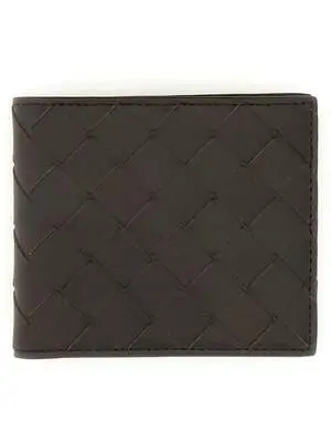 Bottega Veneta Mini Bi-fold Wallet With Intrecciato Motif, 9.5 Cm X 11 Cm X 1 Cm - Brown