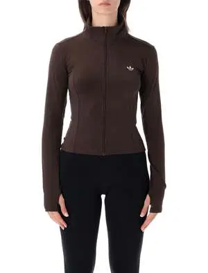 ADIDAS ORIGINALS Fitted Zip-up Long Sleeve Top - Marrone