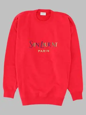 Saint Laurent Logo Fleece Sweatshirt In 100% Cotton - Fuchsia