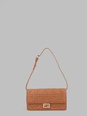 Fendi Tube Mini Leather Shoulder Bag With Chain Strap - Buff