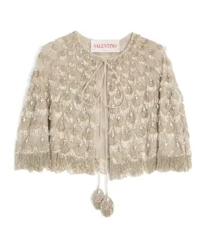 Valentino Garavani Embroidery Organza Cloak - Silver