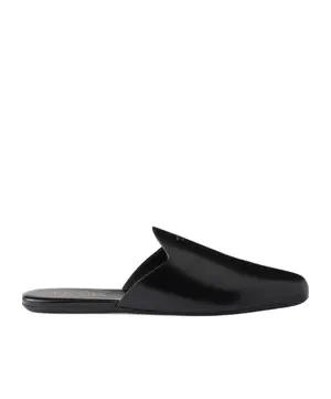 Prada Embossed-logo Leather Mules - Black