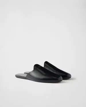 Prada Embossed-logo Leather Mules